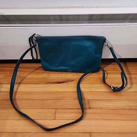 Fossil | Bags | Fossil Vintage Teal Greenleather Shoulder Bag Purse ...
